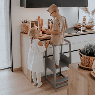 2-in-1 Convertible kitchen tower - table and chair – Sweet HOME from wood