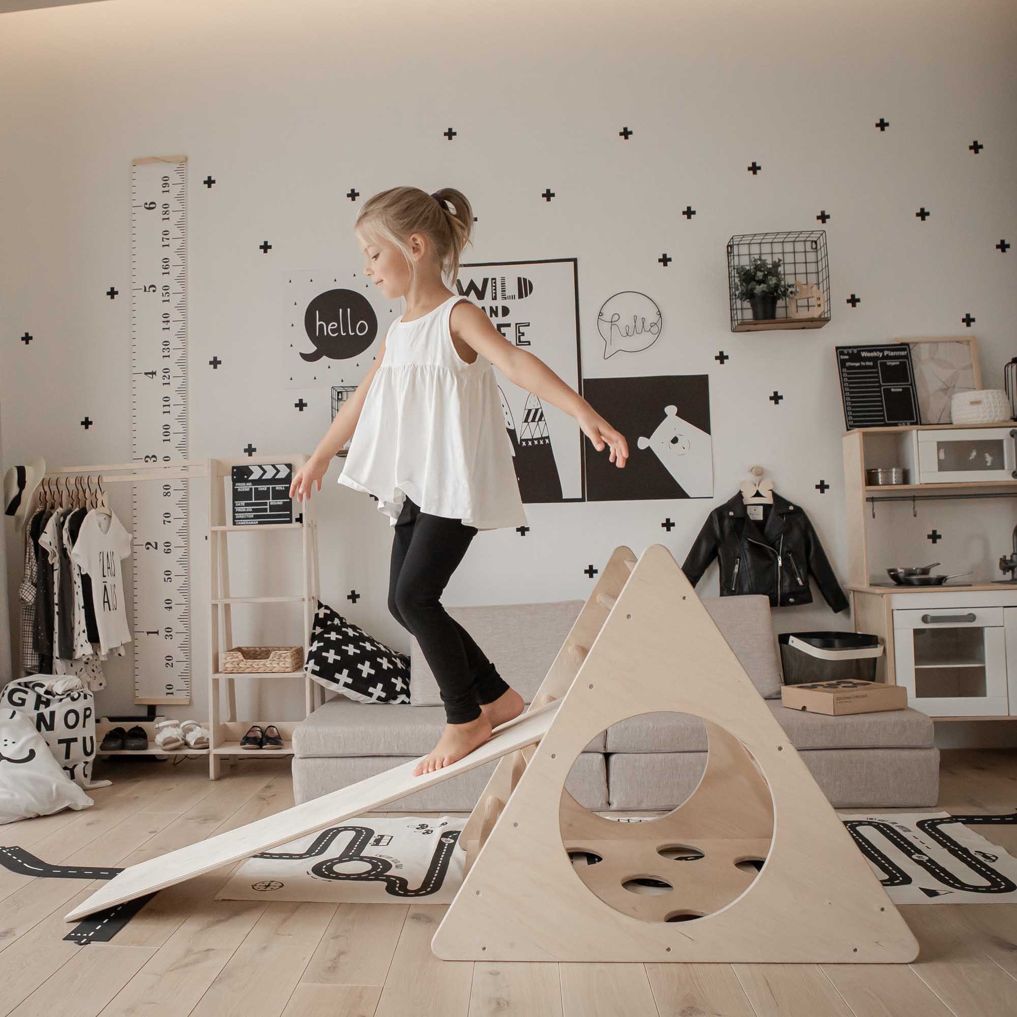 Climbing triangle with sensory panels – Sweet HOME from wood